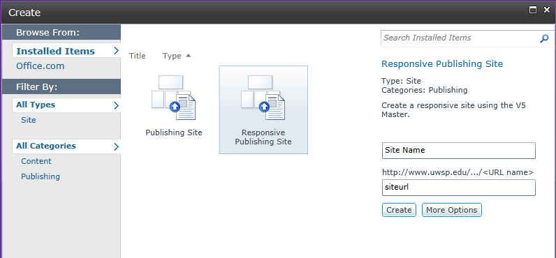 How to Set Up a New Site - Web Development | UWSP
